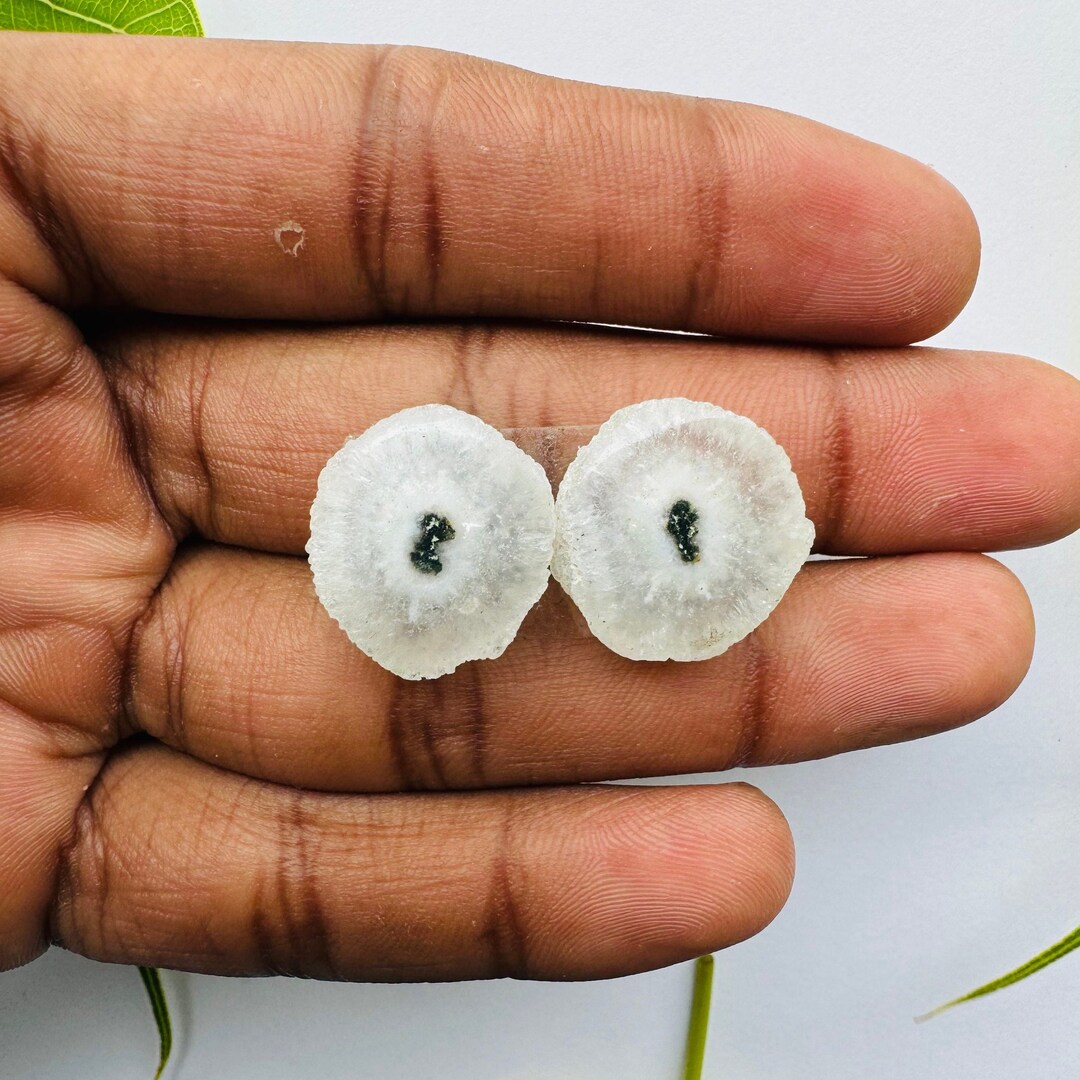 Solar Quartz Round Shape Matching Pair for Jewelry Making,,, 18X16X5 Mm ...