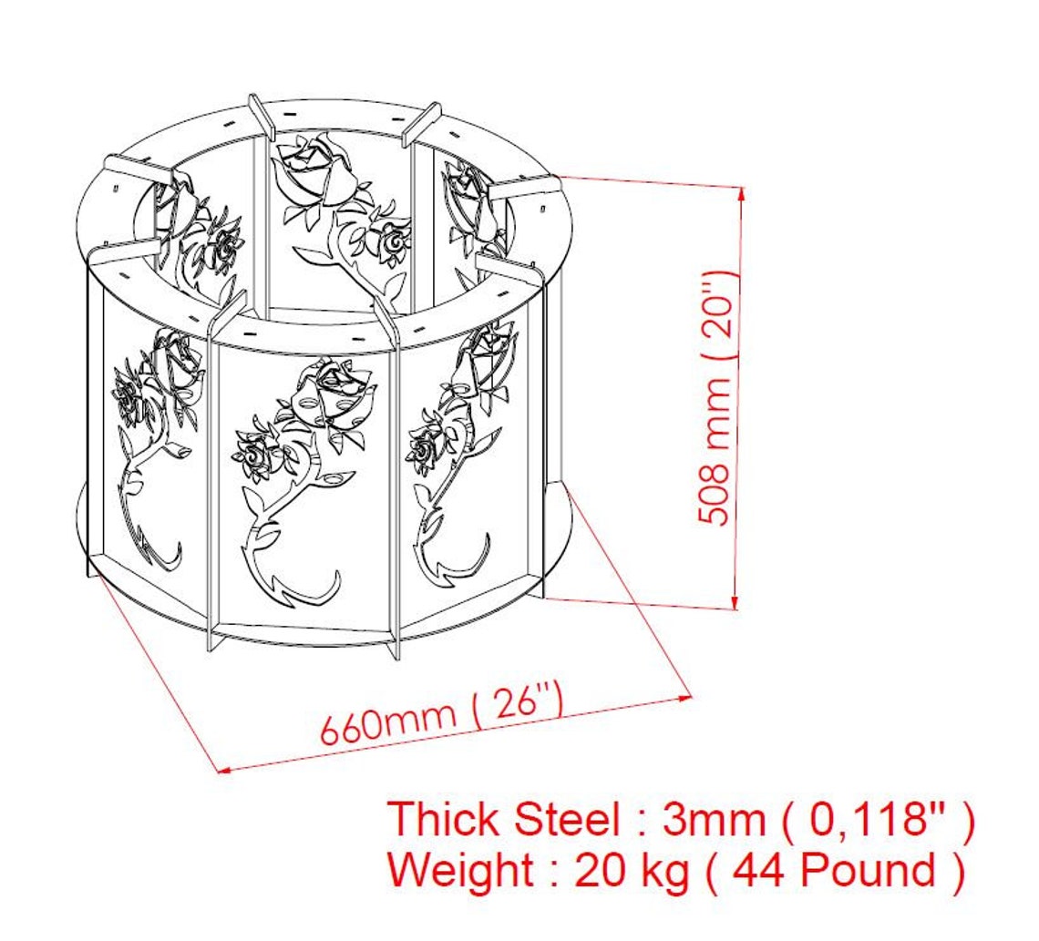 Circular Fire Pit, Plasma Files, Grid Fire Pit, Foldable, CNC File ...