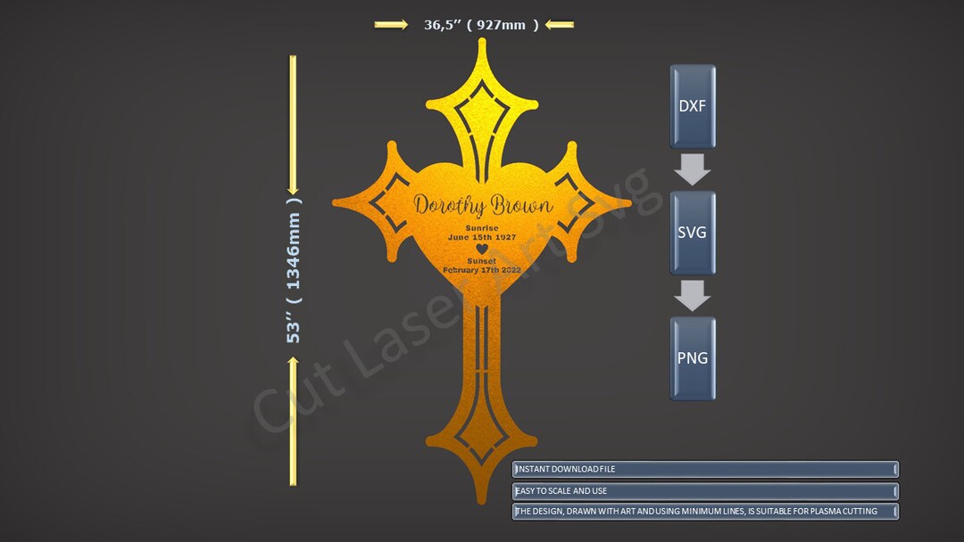 Cross Grave Pattern Design| Metal Cross Design Laser Files Panel Dxf ...