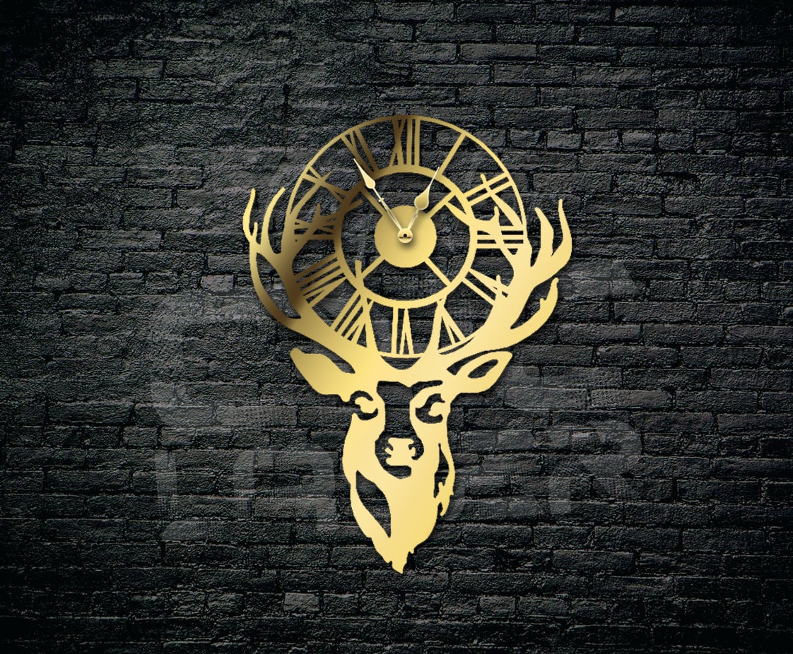 Metal Deer Clock Art | Deer Clock Svg | Plasma, Laser, Waterjet, Svg ...