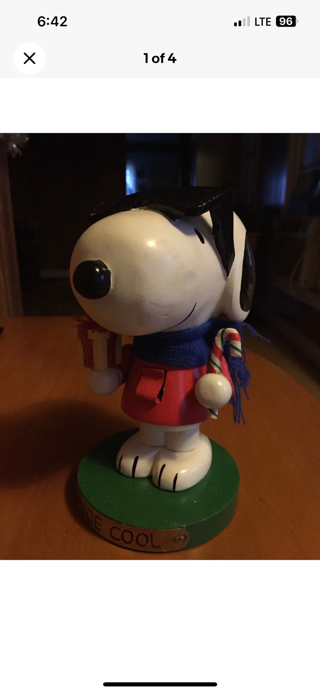 Vintage Snoopy JOE COOL Christmas Nutcracker Wooden Decoration Peanuts ...