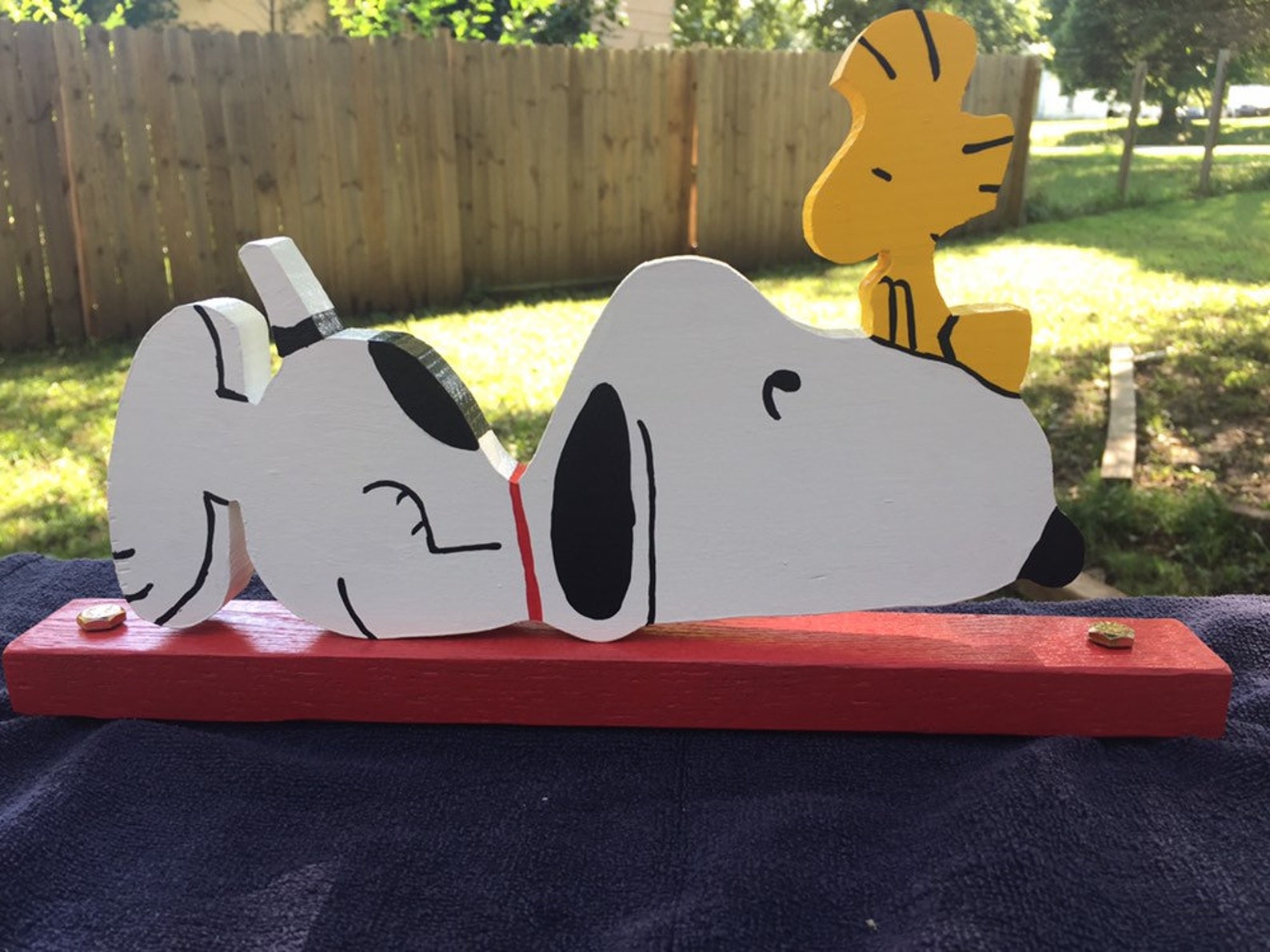 Snoopy Woodstock Mailbox Fence Line Topper Top Large Outdoor Decoration ...