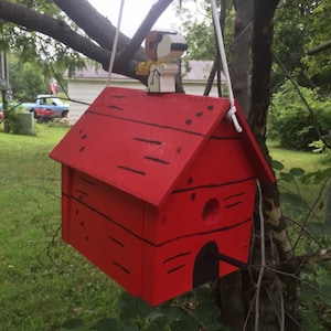 Snoopy Flying Ace Red Baron Dog House Birdhouse Handmade Bird Charlie ...