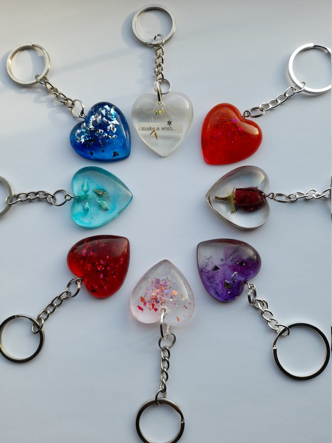 Resin Keyring Heart - Etsy