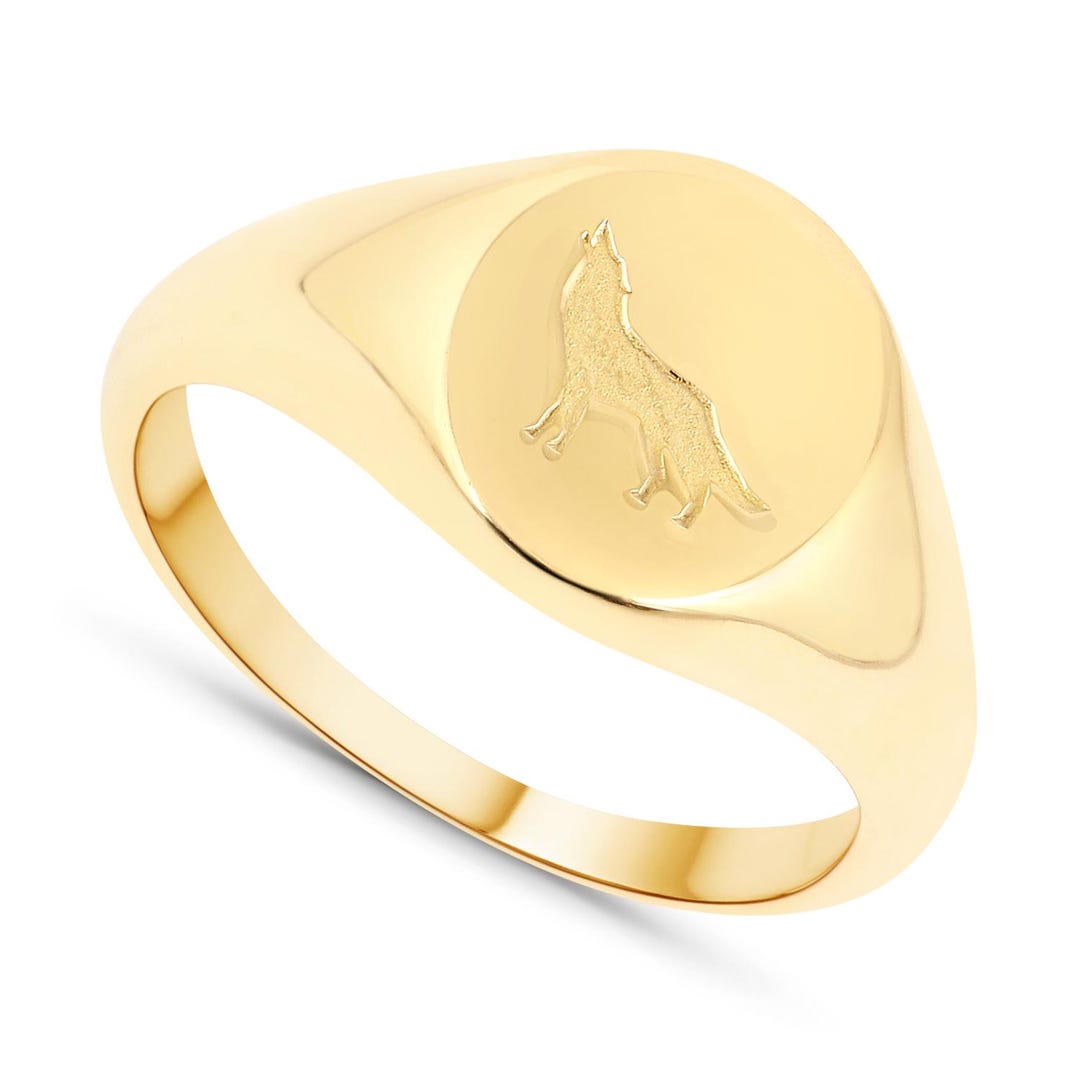 Silver Wolf Signet Ring, Silver Animal Ring, Personalized Wolf Ring ...