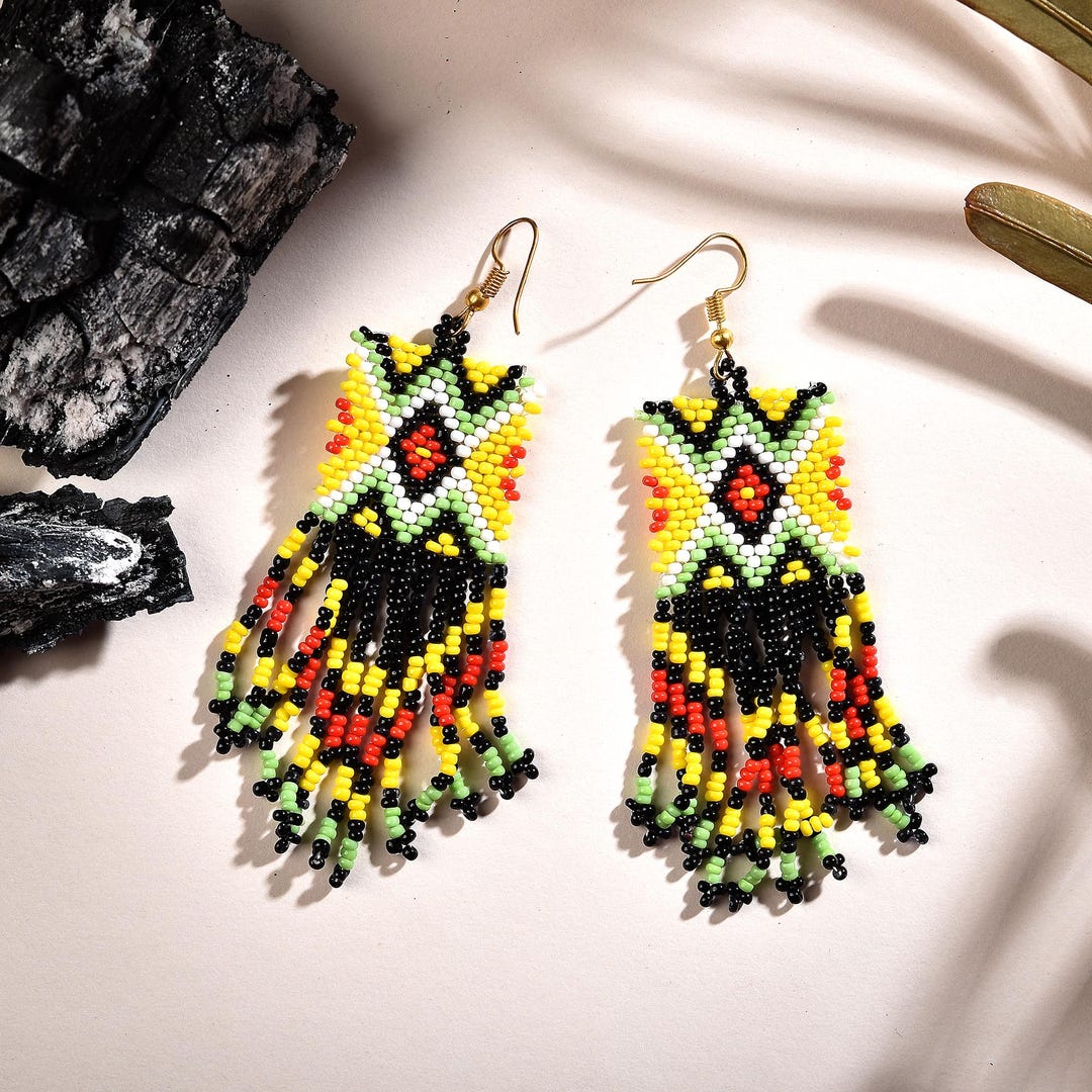 Beaded Earrings, Ethnic Earrings, Bugle Bead Earrings, Seed Bead ...