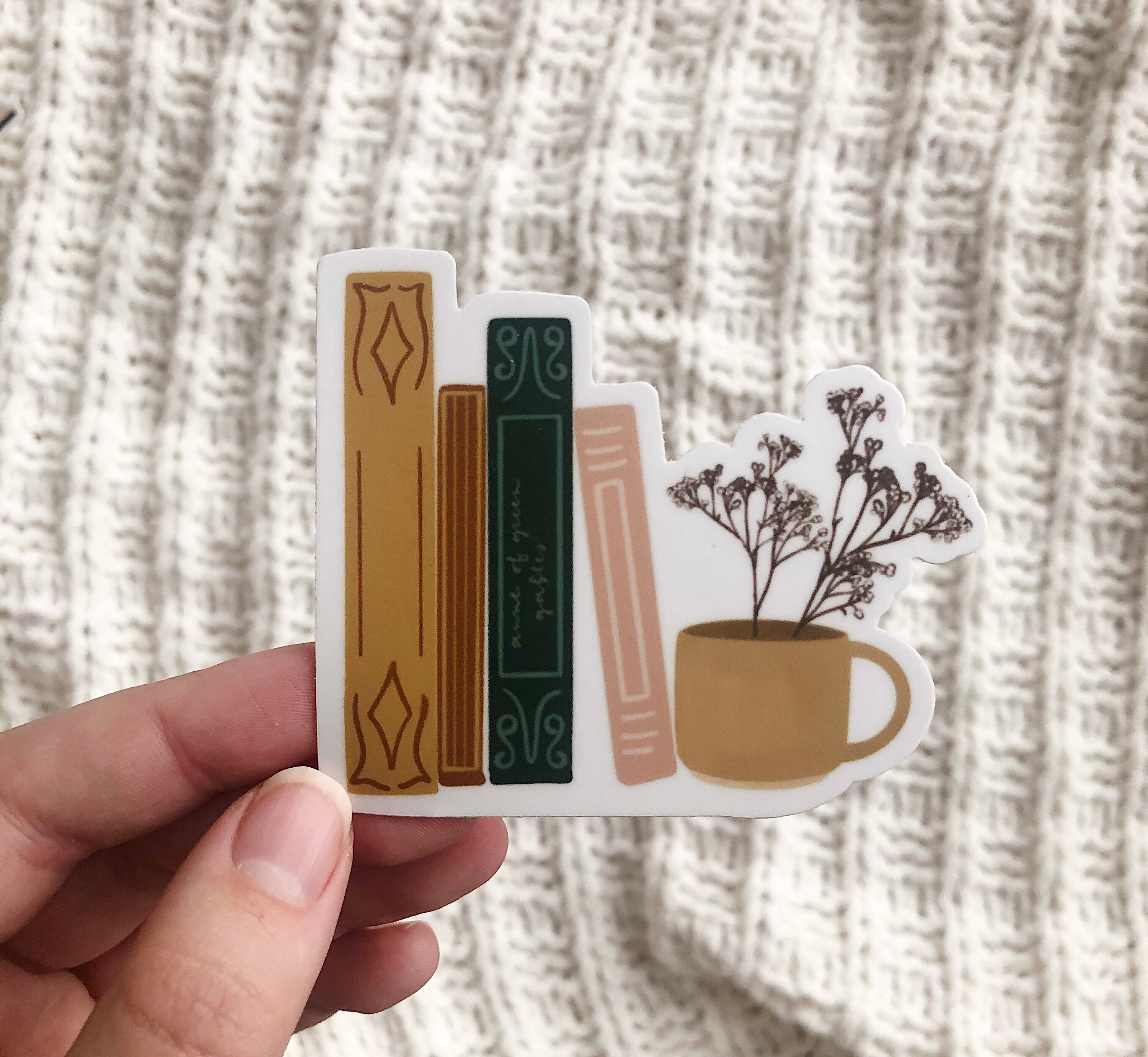 Books and Coffee Sticker 3x3 in Vinyl Sticker weatherproof | Etsy