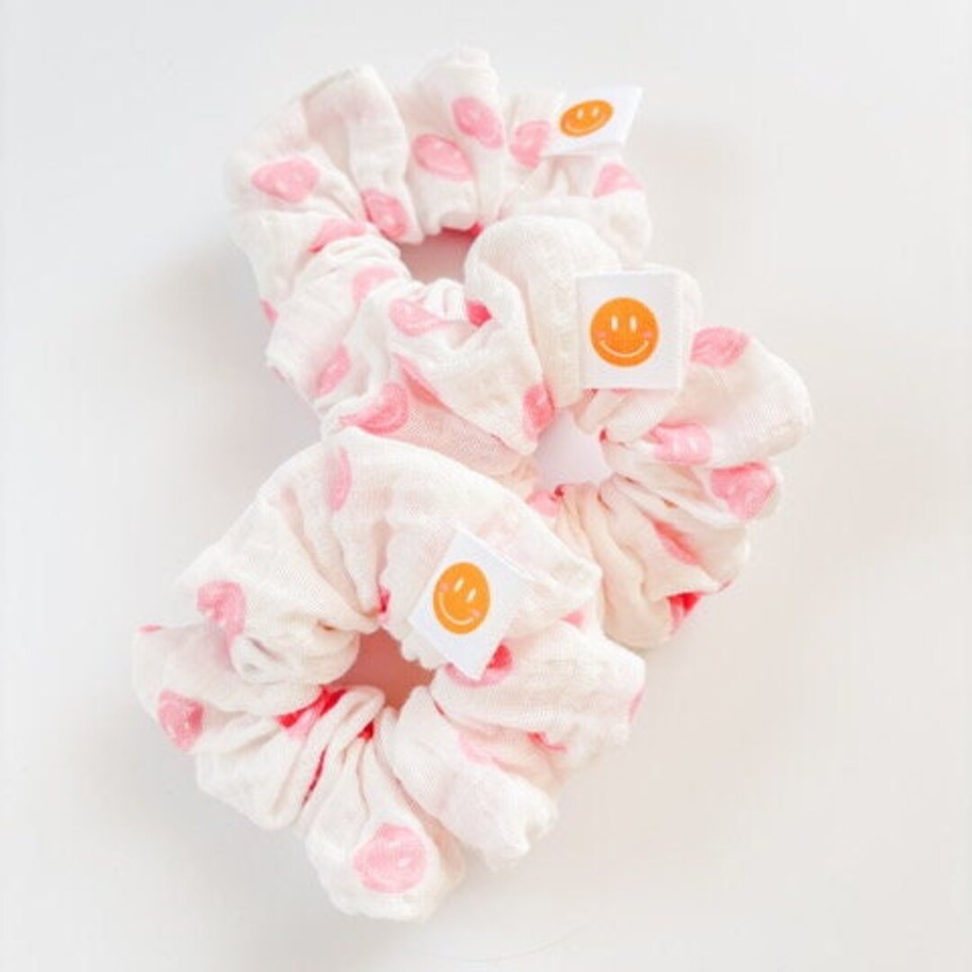 Pink Happy Face Scrunchies Trendy Hair Scrunchies Cute Hair Scrunchies ...