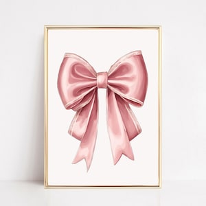 Pink Bow Wall Art Printable Bow Poster Nursery Bow Print Preppy Pink ...