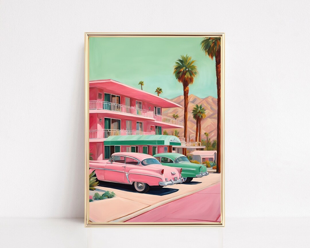 Pink Roadside Motel Wall Art Retro Motel Art Vintage Motel Prints ...