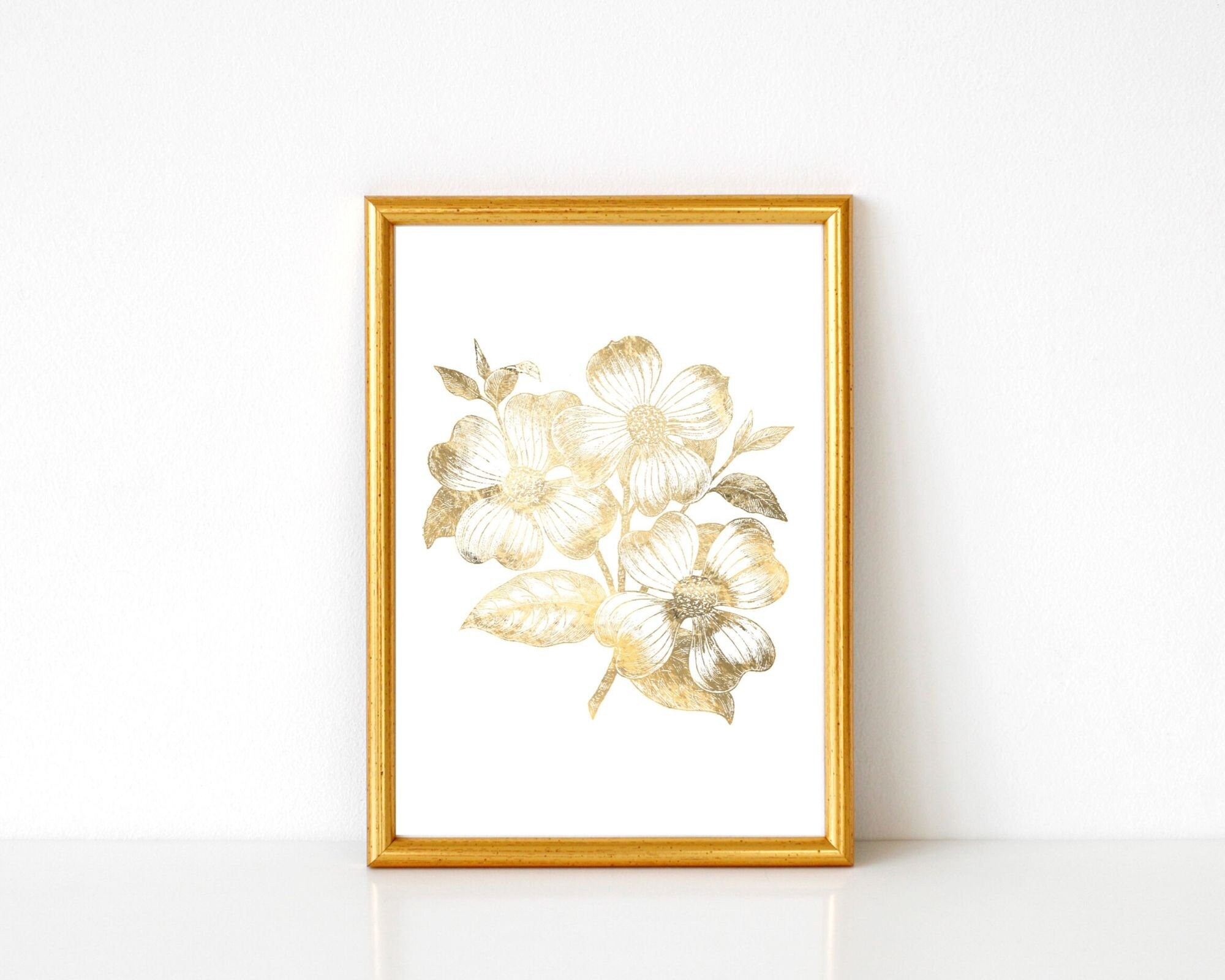 Gold Botanical Print Flower Print Gold Wall Art Gold Wall - Etsy UK