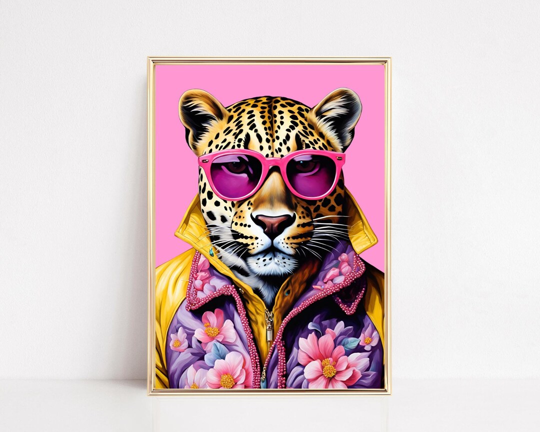 Leopard Fashion Portrait Art Print Printable Leopard Poster Funky ...