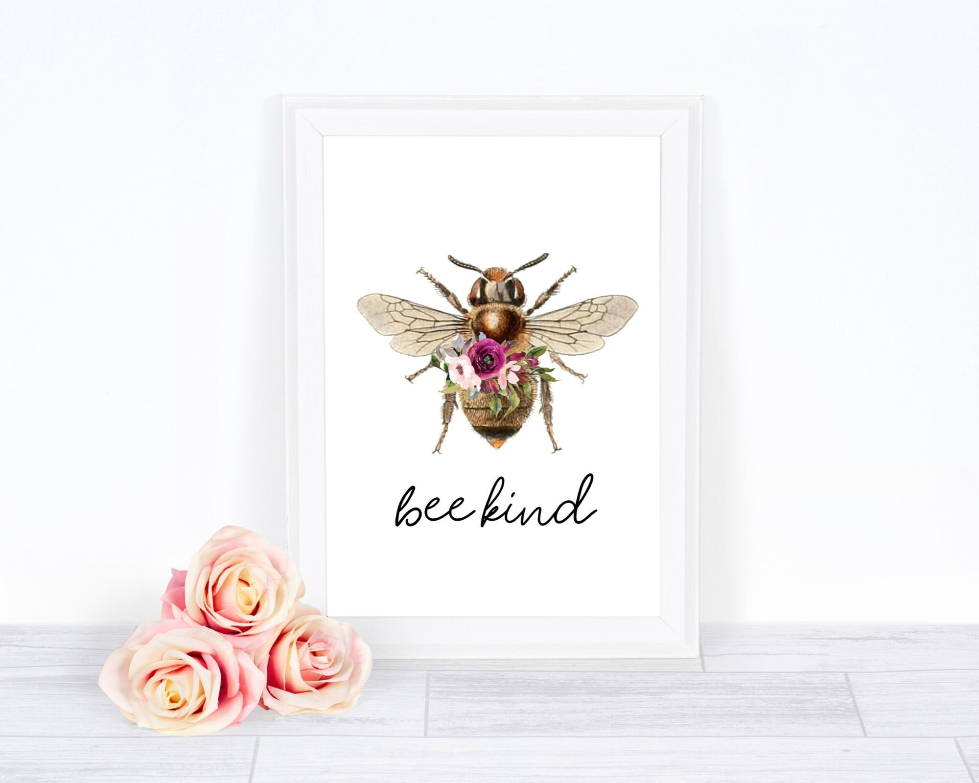 Bee Kind Print, Bee Print, Bumblebee, Be Kind Print, Bee Happy, Flores ...