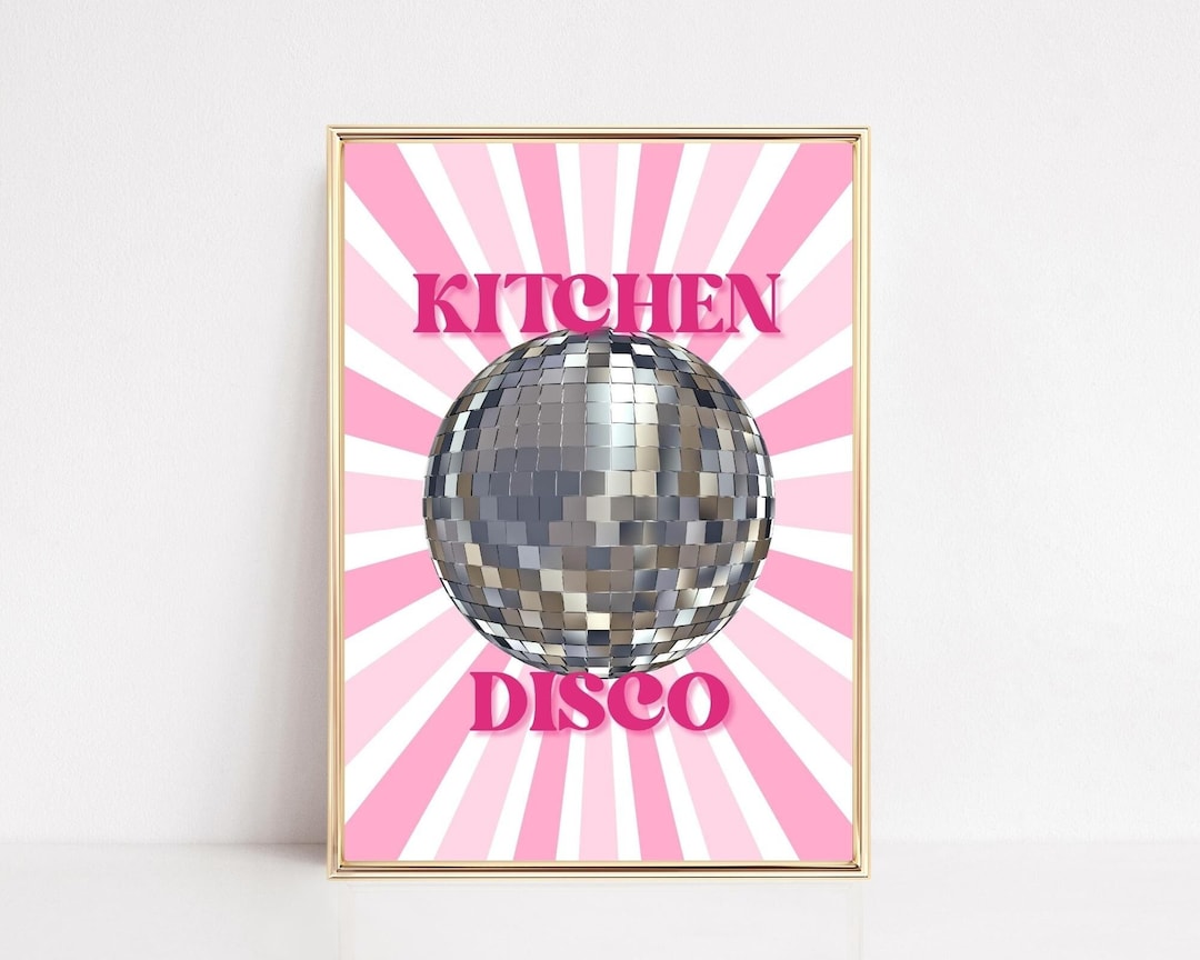 Kitchen Art Print, Disco Ball Wall Art, Retro Disco Print, Kitchen ...