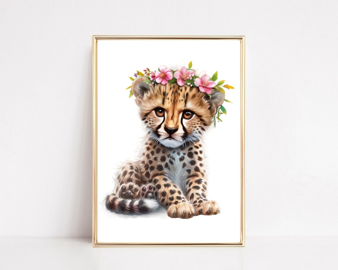 Baby Cheetah Nursery Wall Art Print Cute Safari Animals Printable Cute ...