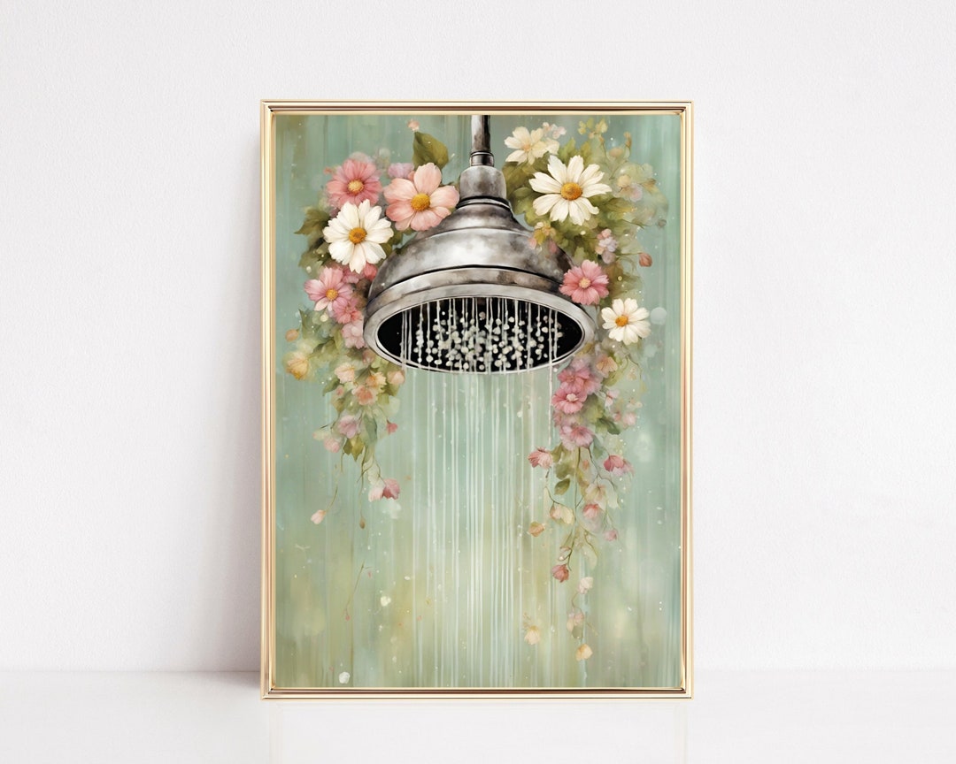 Botanical Bathroom Art Print Shower Prints Floral Bathroom Printable ...