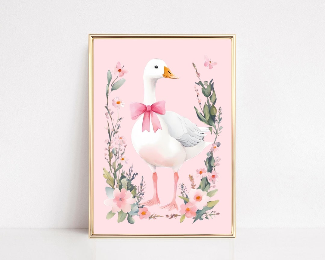 Vintage Goose Wall Art Print Cute Goose Nursery Art Cottagecore Goose ...