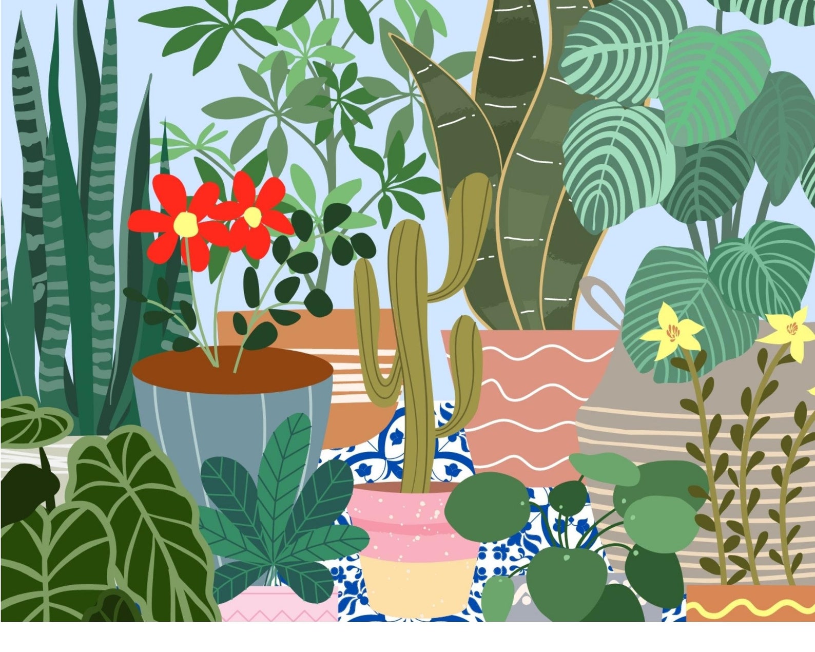 Botanical House Plants Art Print, Victorian Tile Plants Print, Boho ...