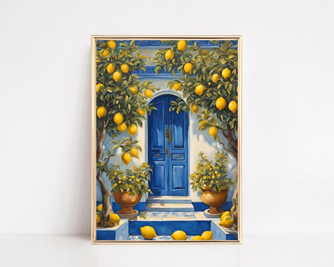 Mediterranean Lemon Tree Art Print Italian Wall Art Italian Lemons Art ...