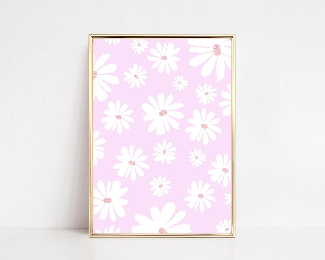 Daisy Art Print, Daisy Wall Art Print, Pink Daisy Printable, Spring ...
