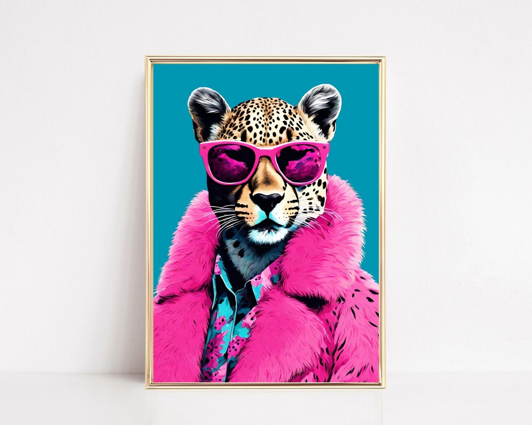 Funky Leopard Wall Art Print Fashion Animal Poster Pink Leopard Print ...