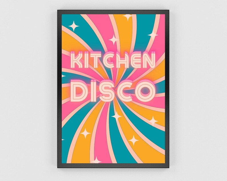 Kitchen Disco Art Print, Kitchen Wall Art, Retro Prints, Kitchen Decor ...