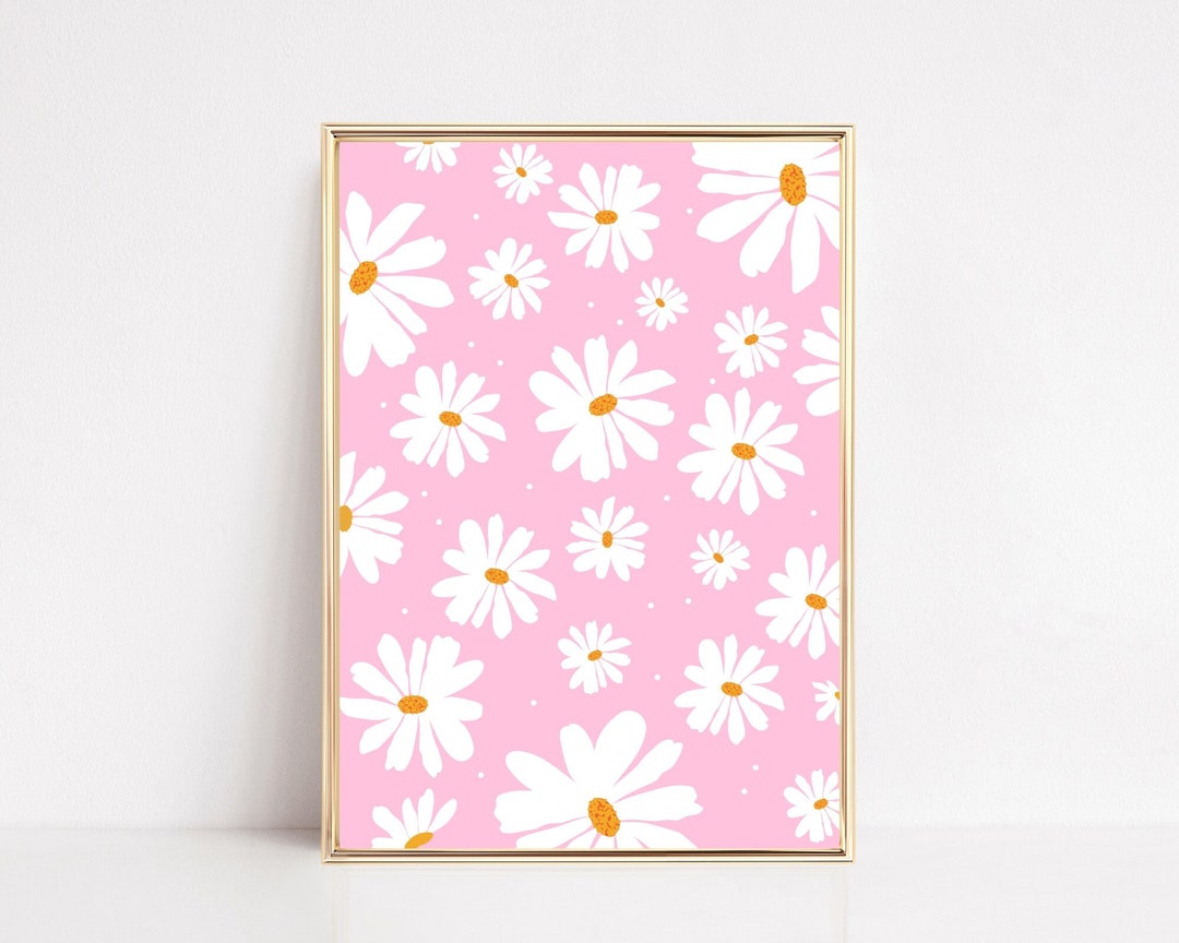 Daisies Floral Art Print, Pink Daisy Wall Art, Daisies Floral Print ...