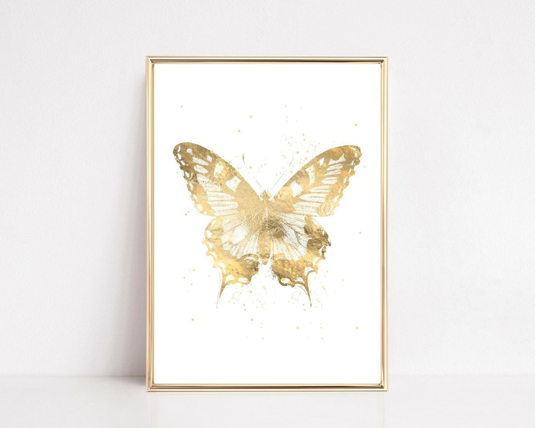 Butterfly Print, Gold Butterfly Print, Gold Wall Art, DIGITAL DOWNLOAD ...