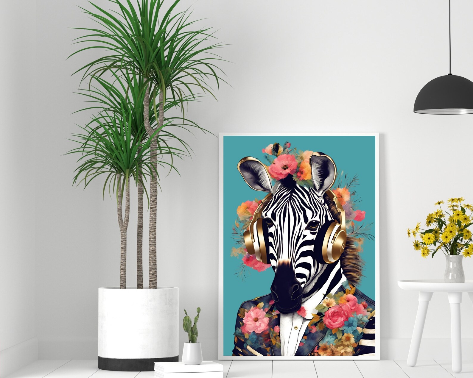 Colorful Zebra Portrait Print Eclectic Zebra Printable Animal Portrait ...