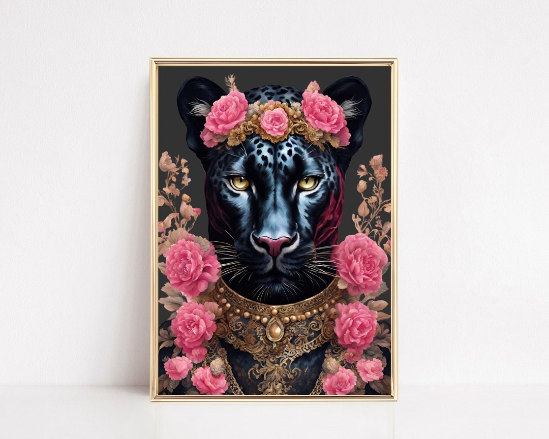 Fashion Panther Portrait Print Bold Eclectic Fashionista Panther Poster ...