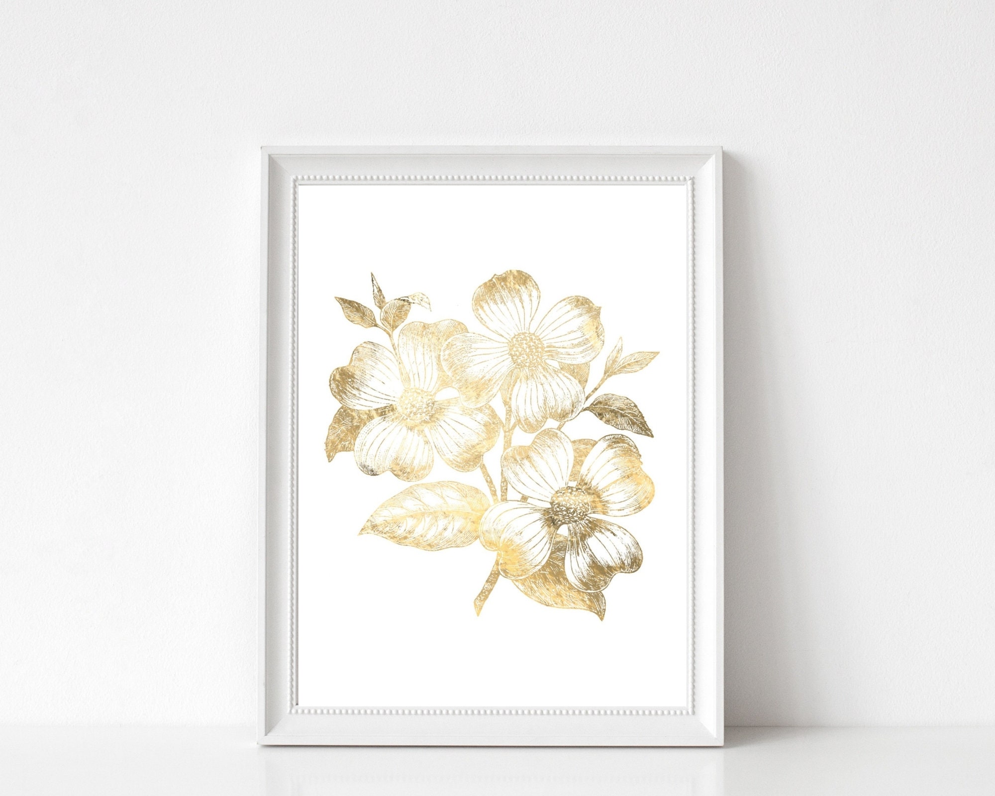 Gold Botanical Print Flower Print Gold Wall Art Gold Wall - Etsy UK