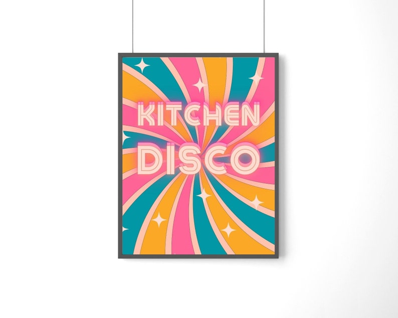 Kitchen Disco Art Print, Kitchen Wall Art, Retro Prints, Kitchen Decor ...