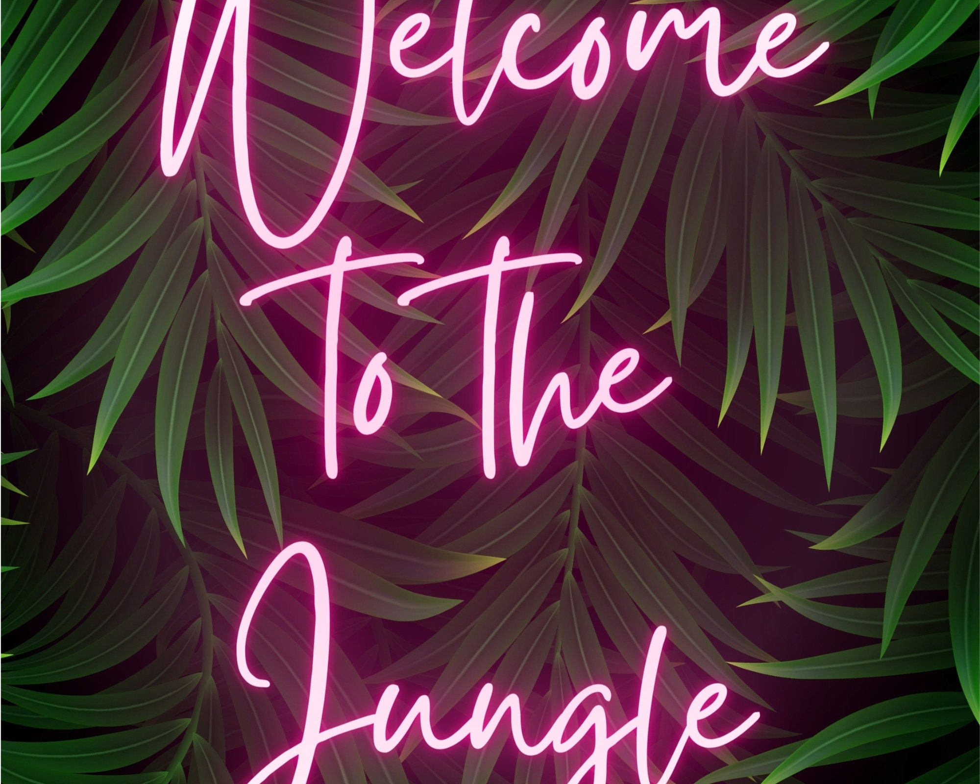 Welcome to the Jungle Art Print Pink Neon Wall Art 80s Rock - Etsy