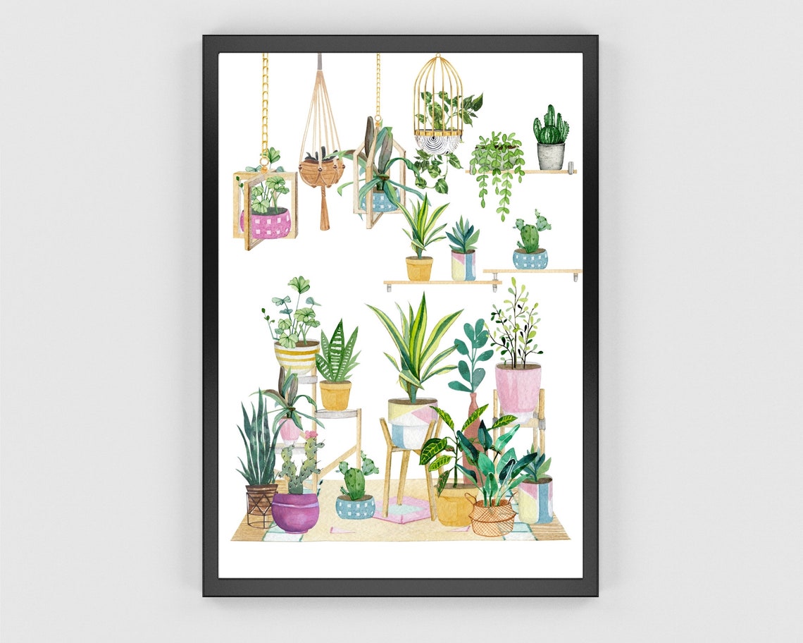 House Plants Wall Art, Indoor Plants Print, Plants Wall Art, Boho House ...