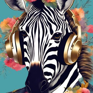 Colorful Zebra Portrait Print Eclectic Zebra Printable Animal Portrait ...