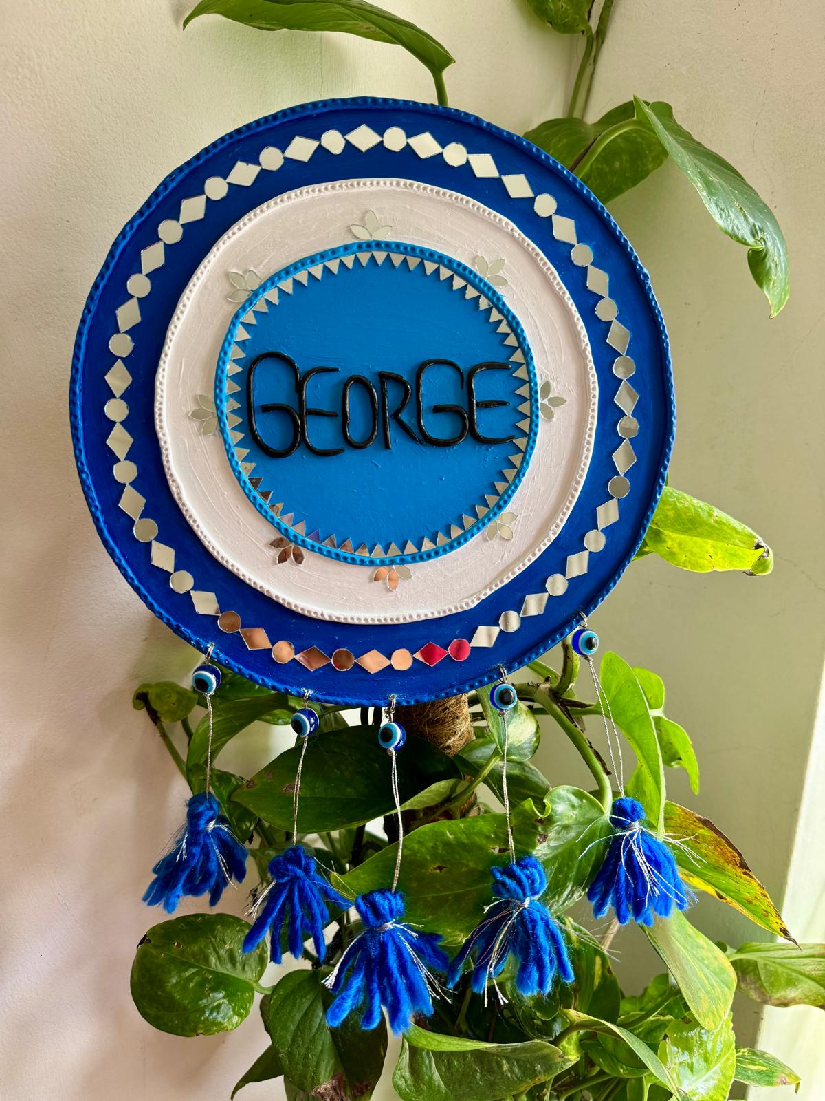 Custom Lippan Art Evil Eye Name Plate: Mud Mirror Wall Decor - Etsy
