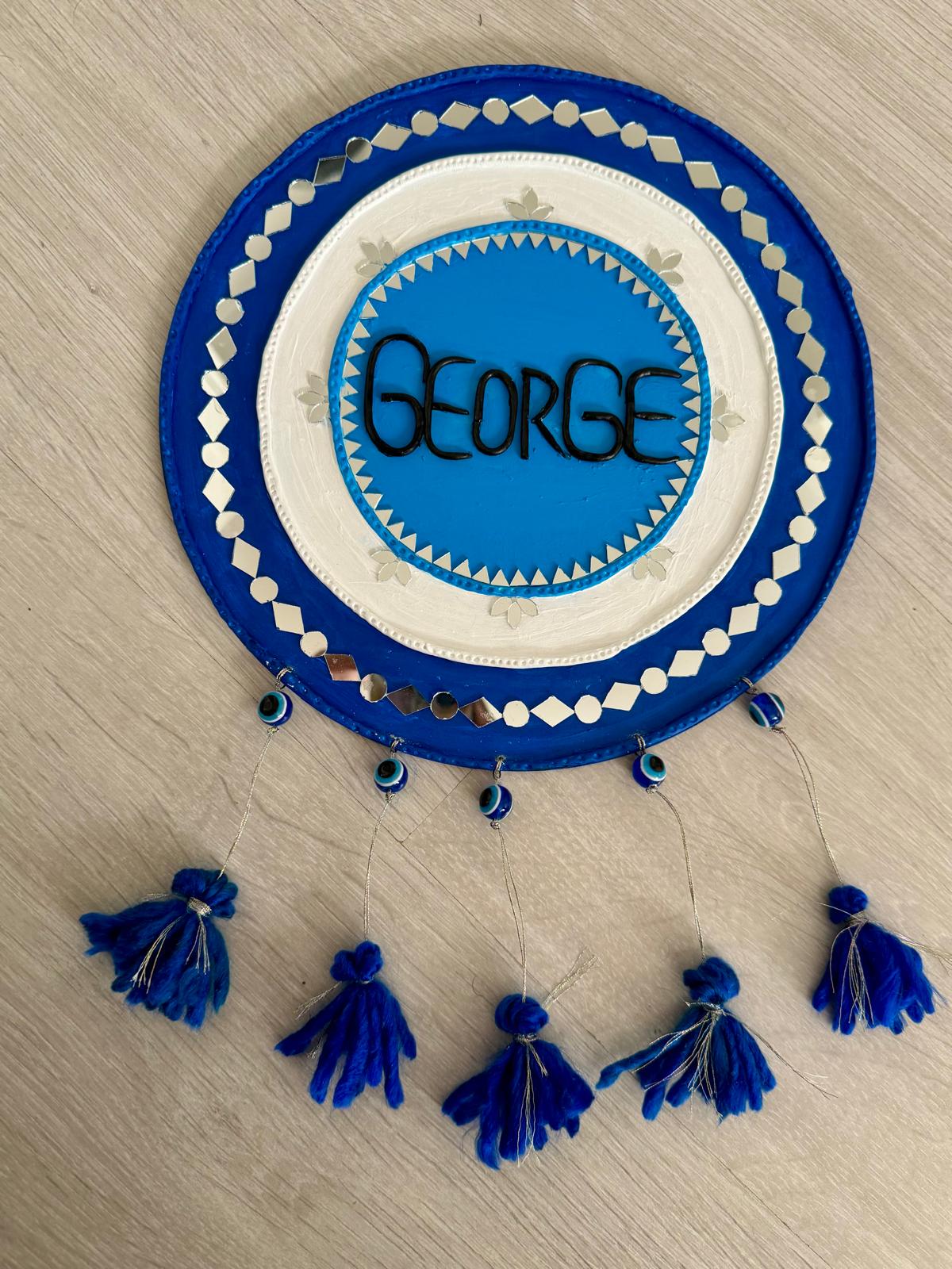 Custom Lippan Art Evil Eye Name Plate: Mud Mirror Wall Decor - Etsy
