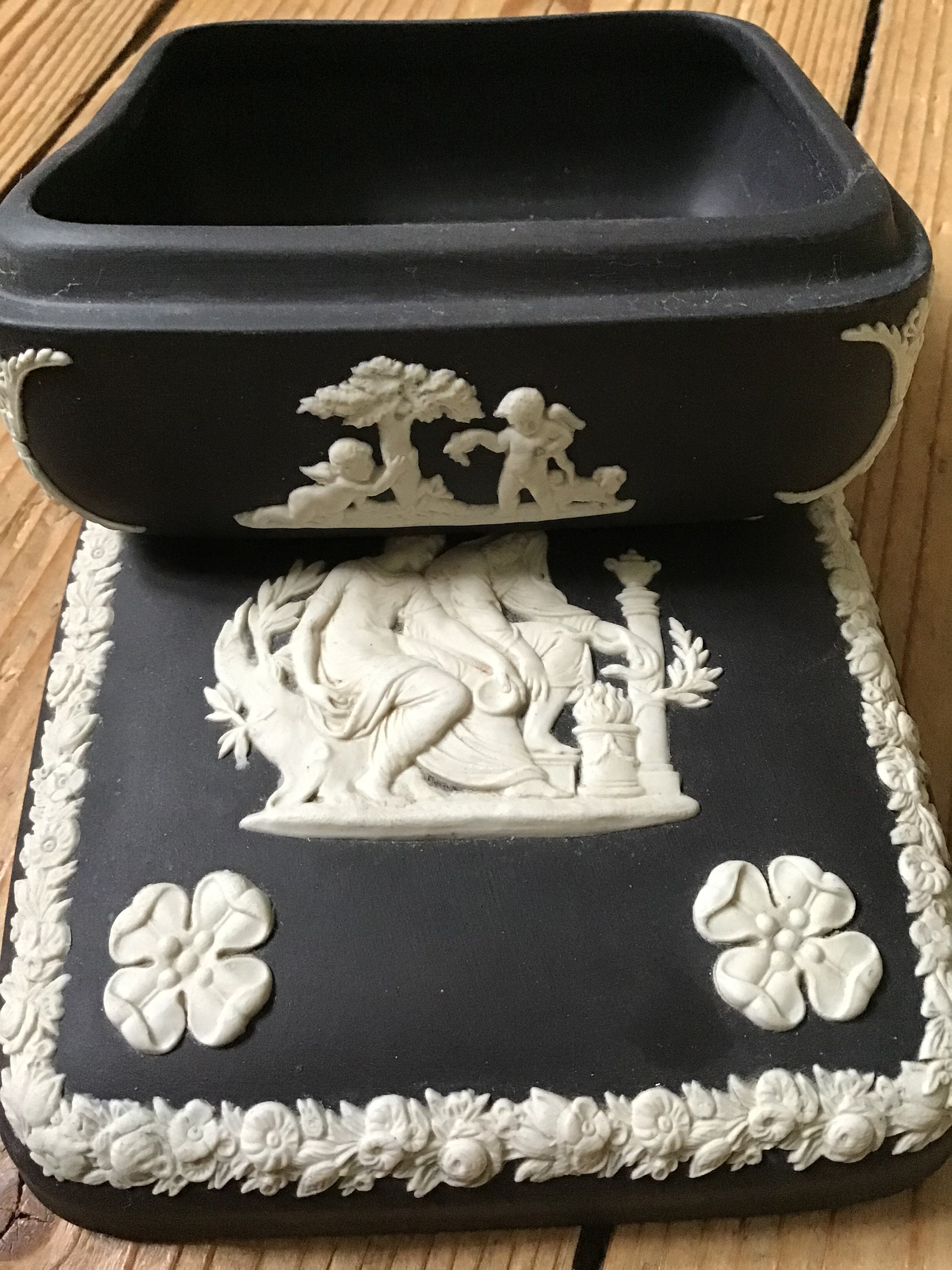 Wedgwood Jasperware Black Lidded Square Box - Etsy