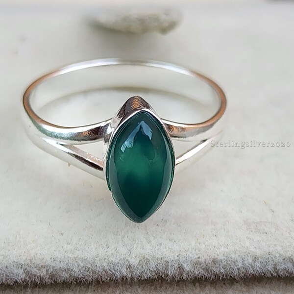 Green Silver Ring - Etsy