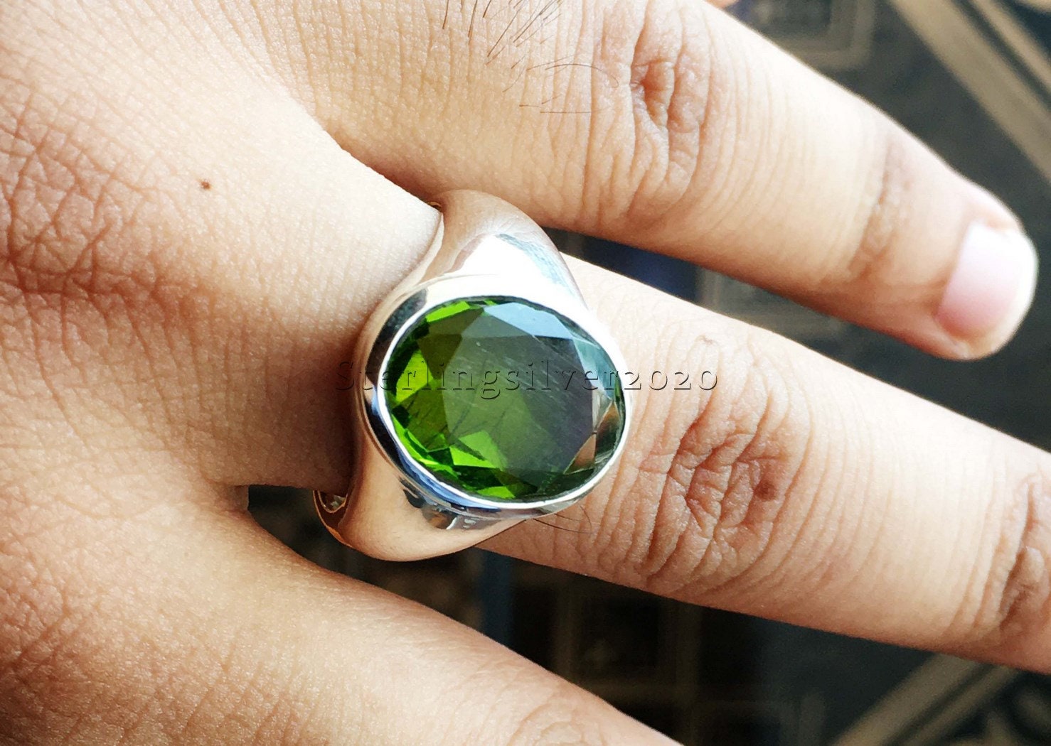 Green Peridot Men's Ring Gemstone Men's Ring Ring | Etsy