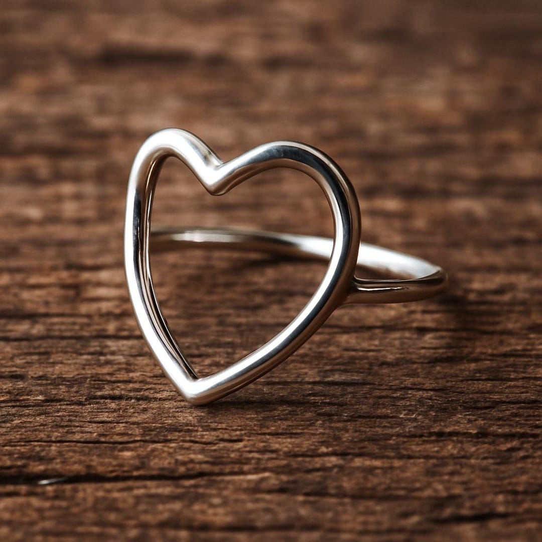 Sterling Silver Open Heart Ring: Dainty Minimalist Jewelry - Etsy