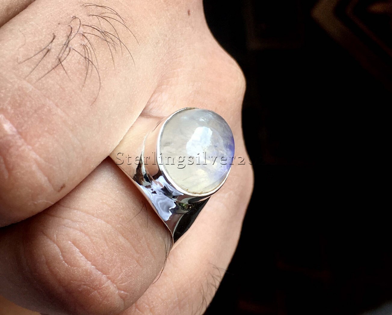Rainbow Moonstone Men's Ring Handmade Men's Ring | Etsy