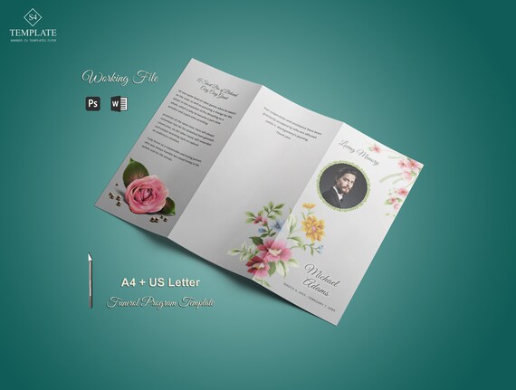 Stationery Paper 17 x 11 Printable Tri-Fold Memorial Program ...