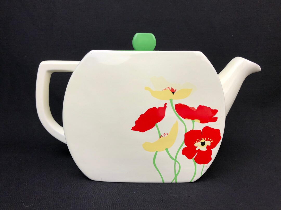 Art Deco Style Ceramic Retro Poppy Vintage Teapot by Russ - Etsy