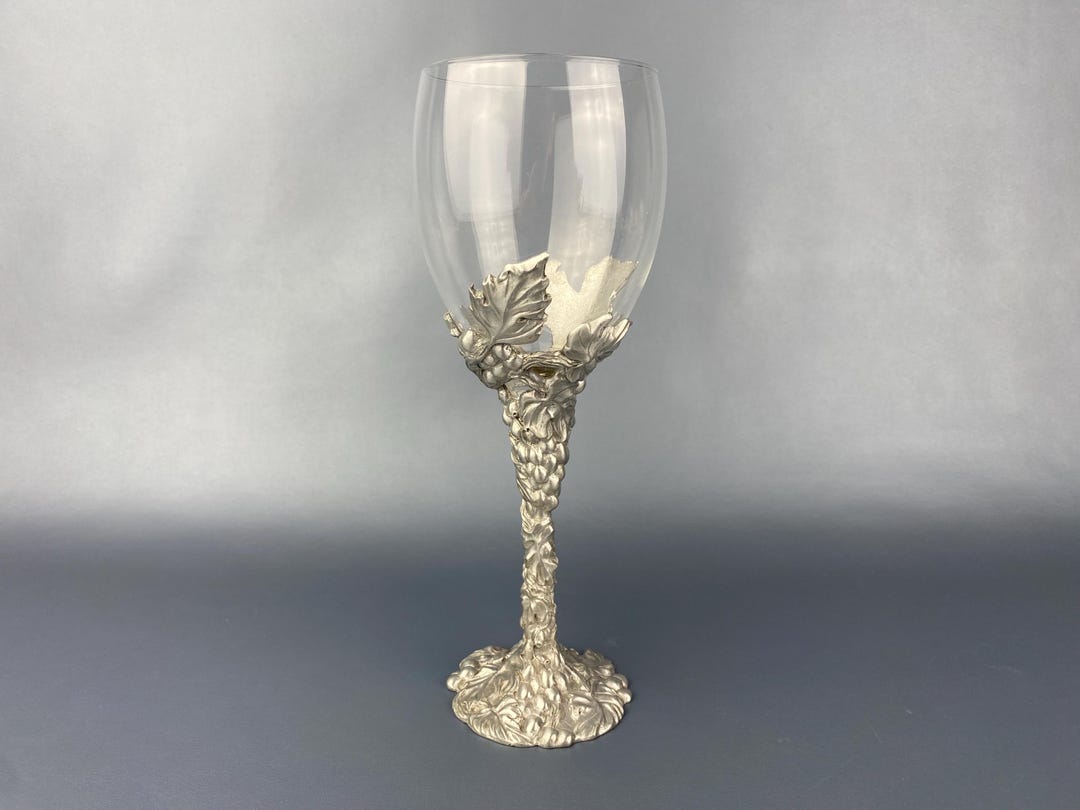 1994 Vintage Tarnish Proof Pewter Wine Glass With Finely Detailed Grape ...