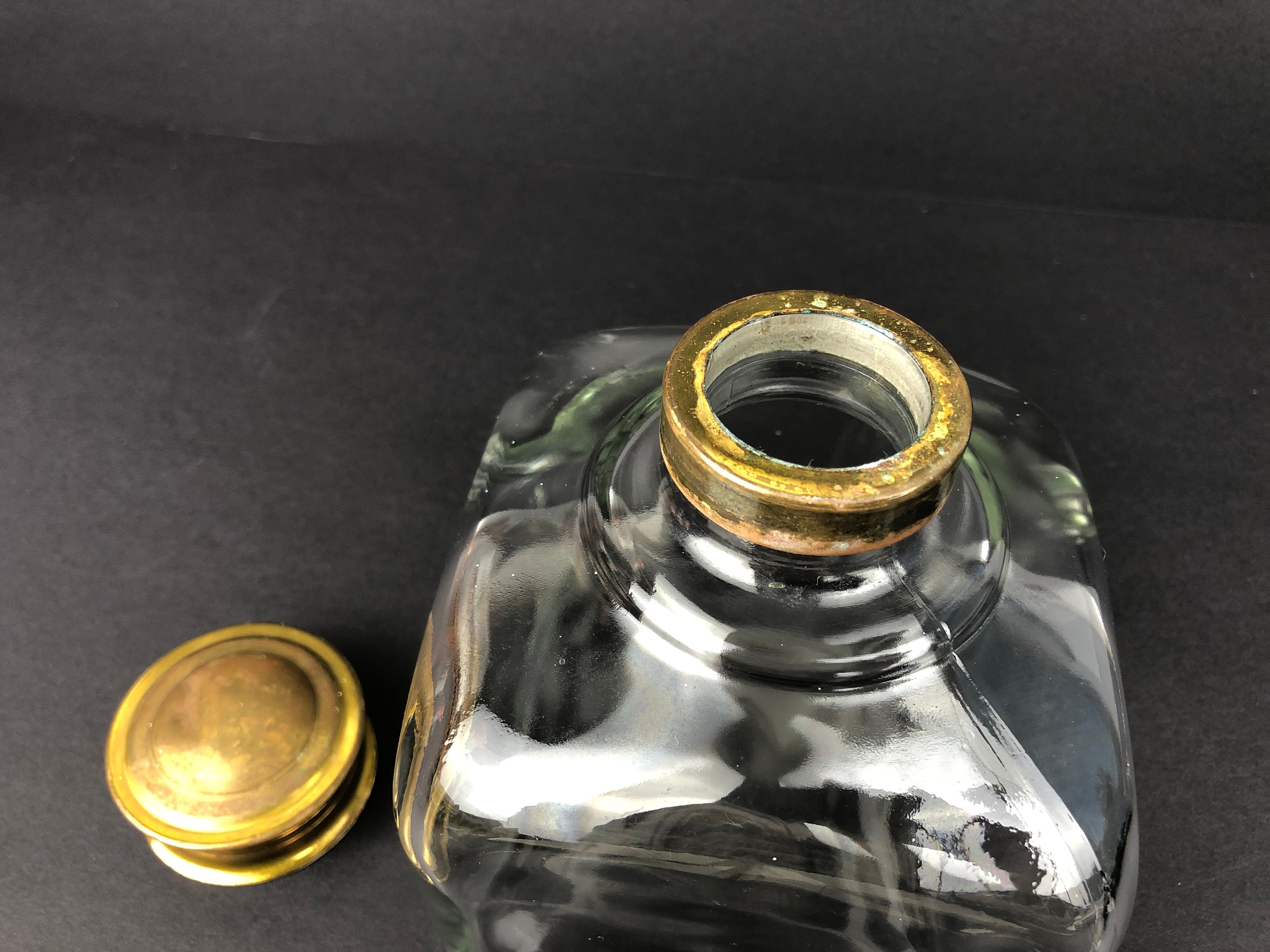 A Vintage Holmegaard Square Glass Bottle With Brass Lid | Etsy