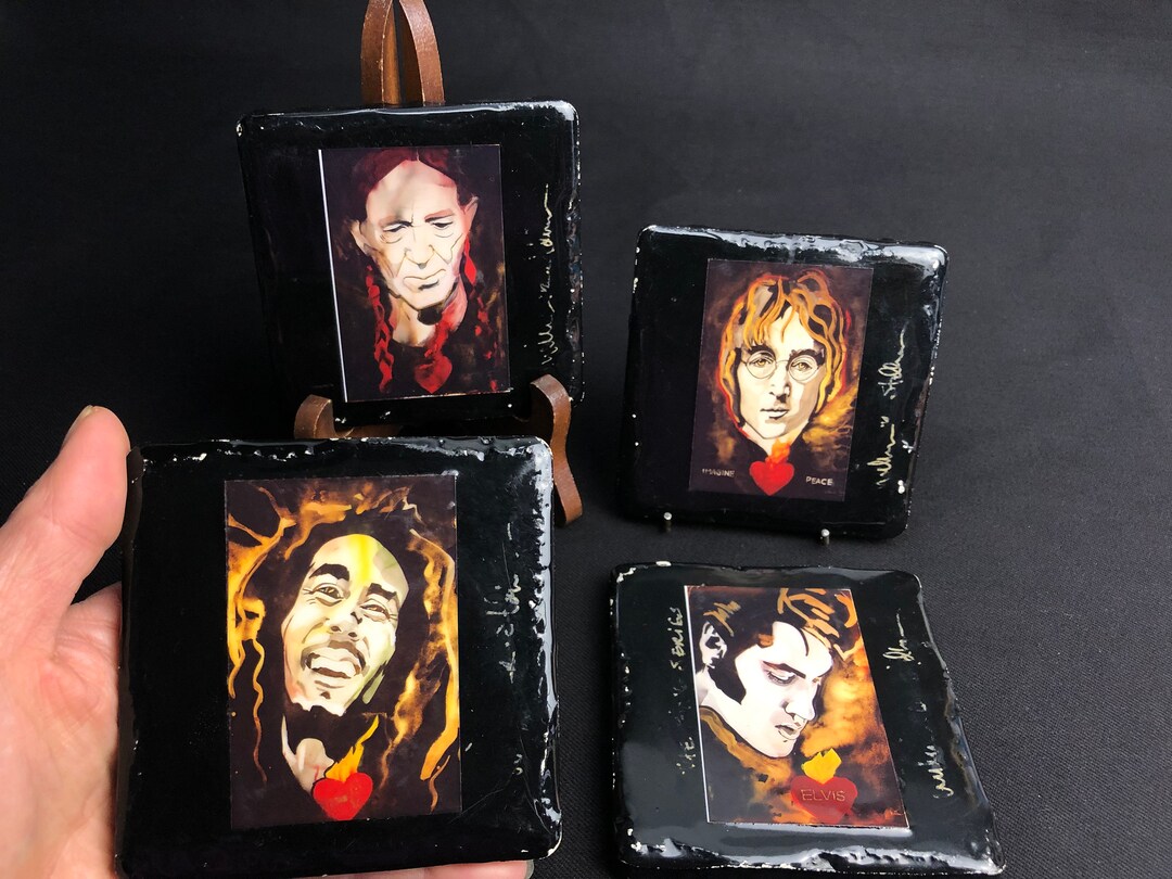 Set of 4 Ceramic Tiles With the Art of William Stidham. Bob Marley ...