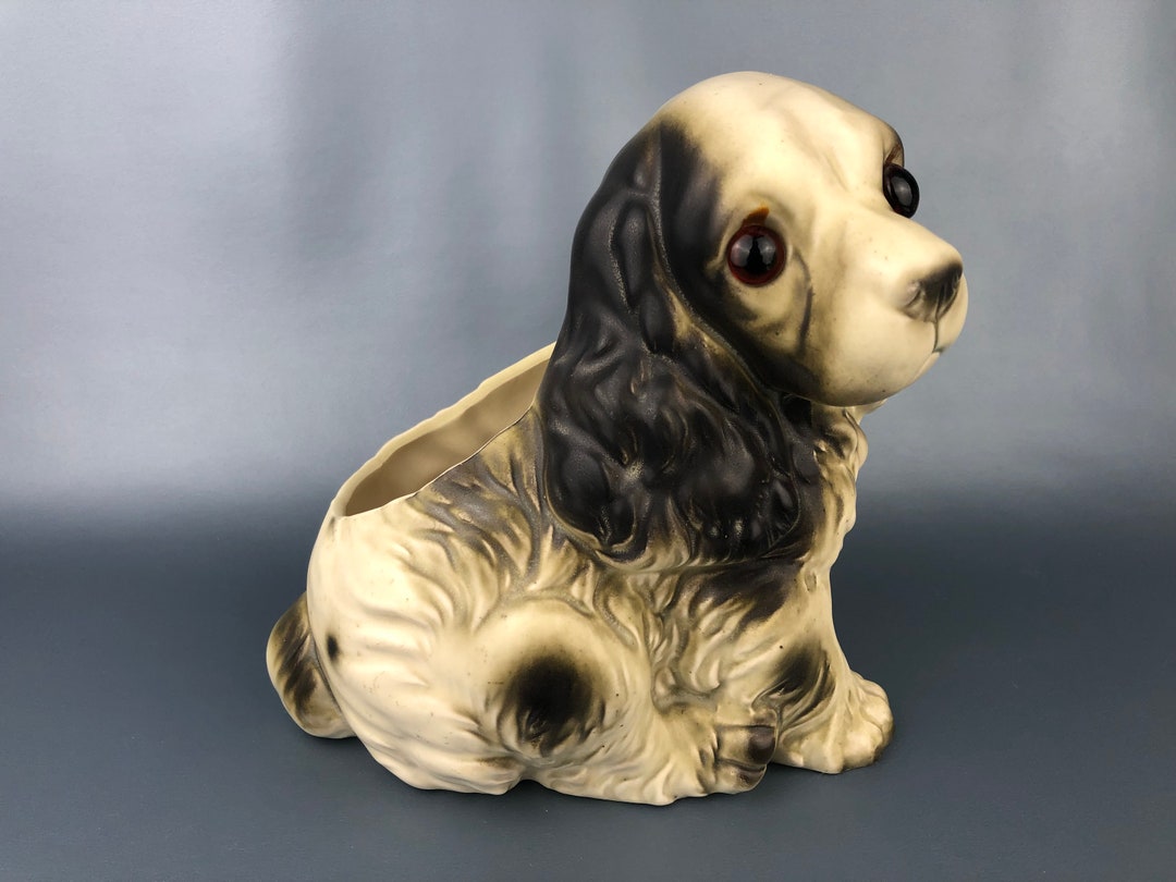 1960s Adorable Cocker Spaniel Puppy Ceramic Planter. NEAR MINT ...
