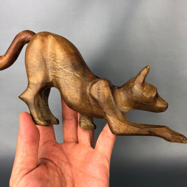 Carved Wood Cat - Etsy