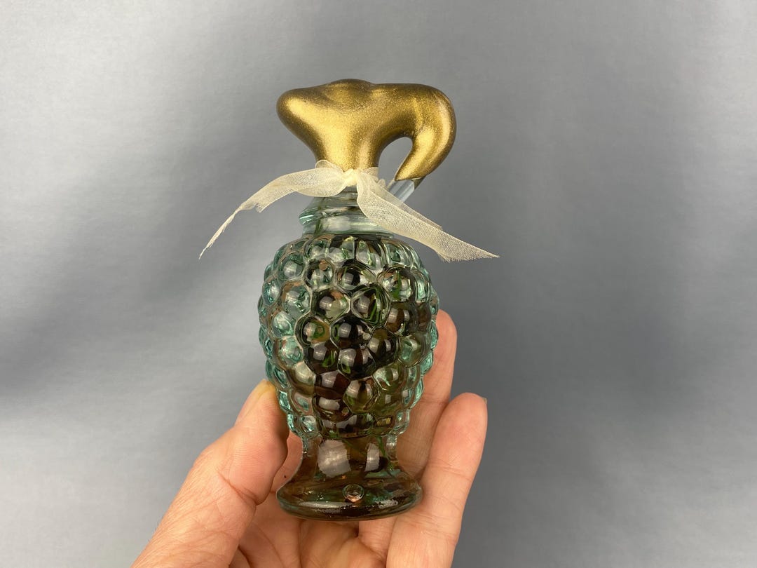 Vintage Teal Glass Grapes-shaped Mini Pitcher Liquid Filled Bottle ...